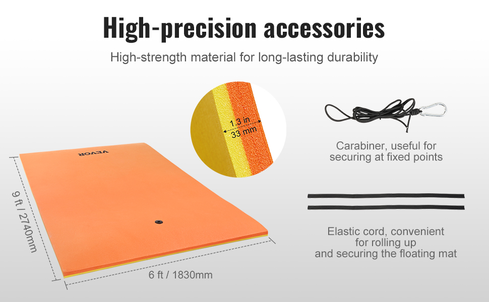 VEVOR Lily Pad Floating Mat, 9x6 FT, 3-Layer XPE Foam, 1.3" Thick, Tear ...