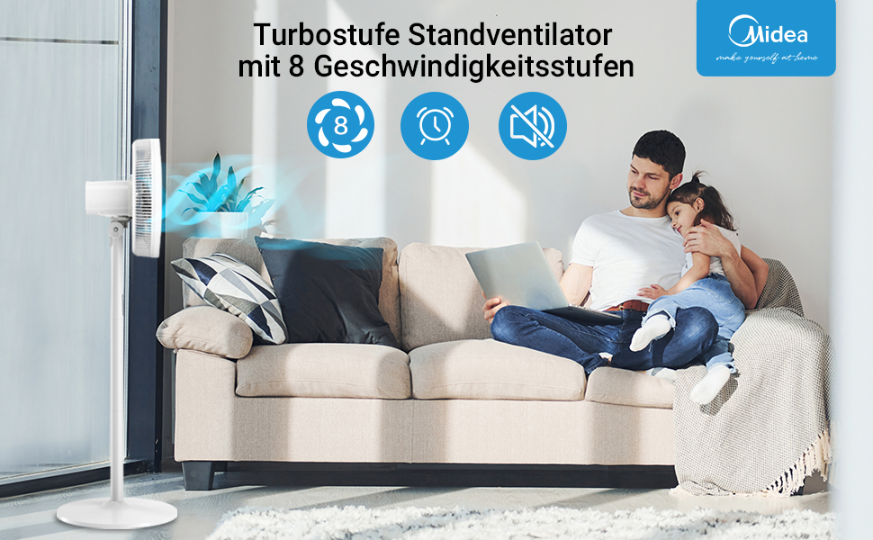 Midea FS40-15FR Ventilateur sur pied 55 W 240 V Blanc : Amazon.fr: Cuisine et Maison