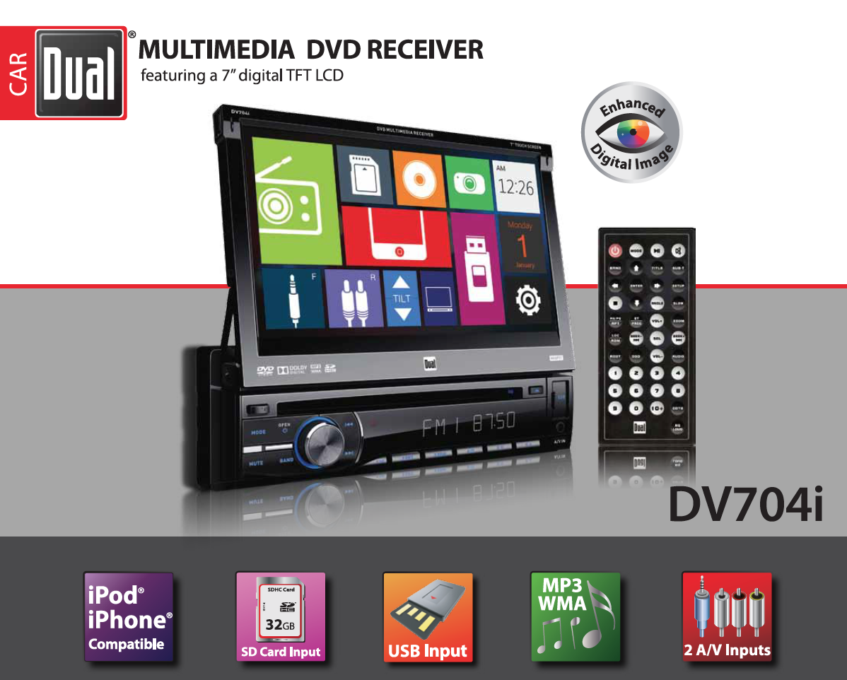 Dual Electronics DV704i Multimedia 7 inch Digital TFT Touchscreen ...