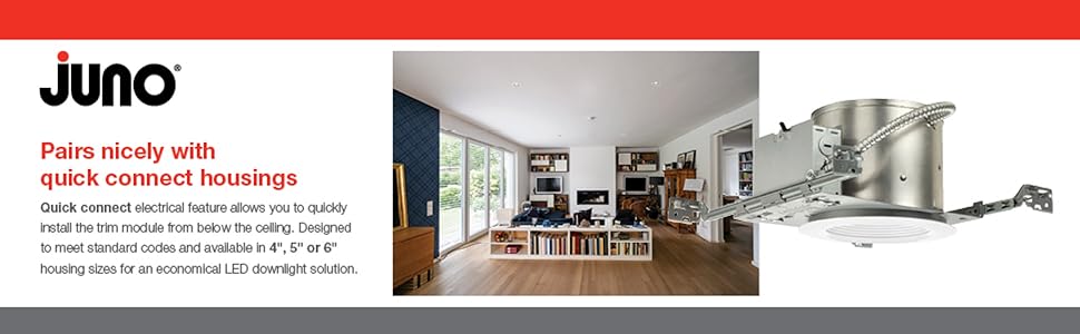 Juno E Series 5"/6" LED Ceiling Light, Smooth Trim Recessed Lighting with 5-in-1 Switchable ...