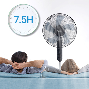 Midea FS40-15FR Standventilator Leise mit Fernbedienung, 3 Geschwindigkeitsstufen,LED Anzeige, 7 ...