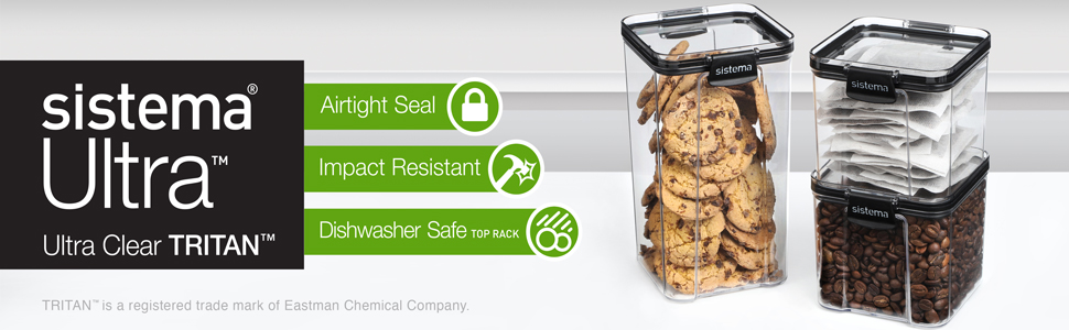 Sistema Ultra Tritan Airtight Pantry & Kitchen Storage Containers | 3 ...