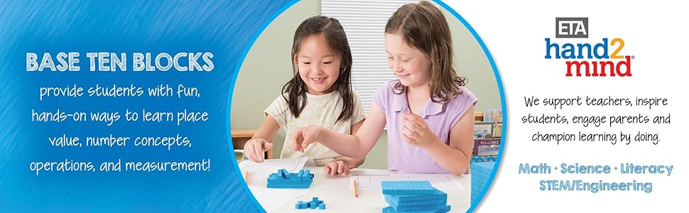 Amazon.com: hand2mind Blue Plastic Base Ten Blocks Cube, Place Value ...
