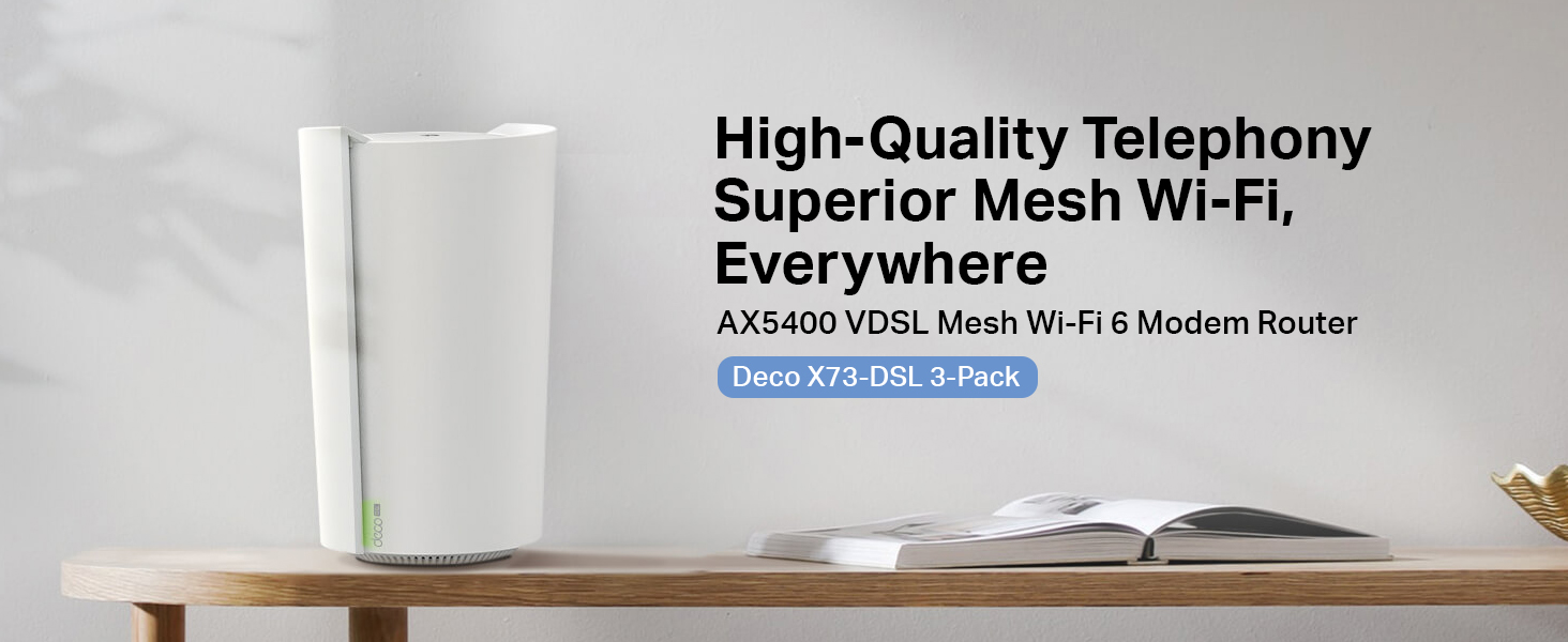 TP-Link Deco AX5400 VDSL Whole Home Mesh Wi-Fi 6 Modem Router, Dual-Band, Fully Gigabit Ethernet ...