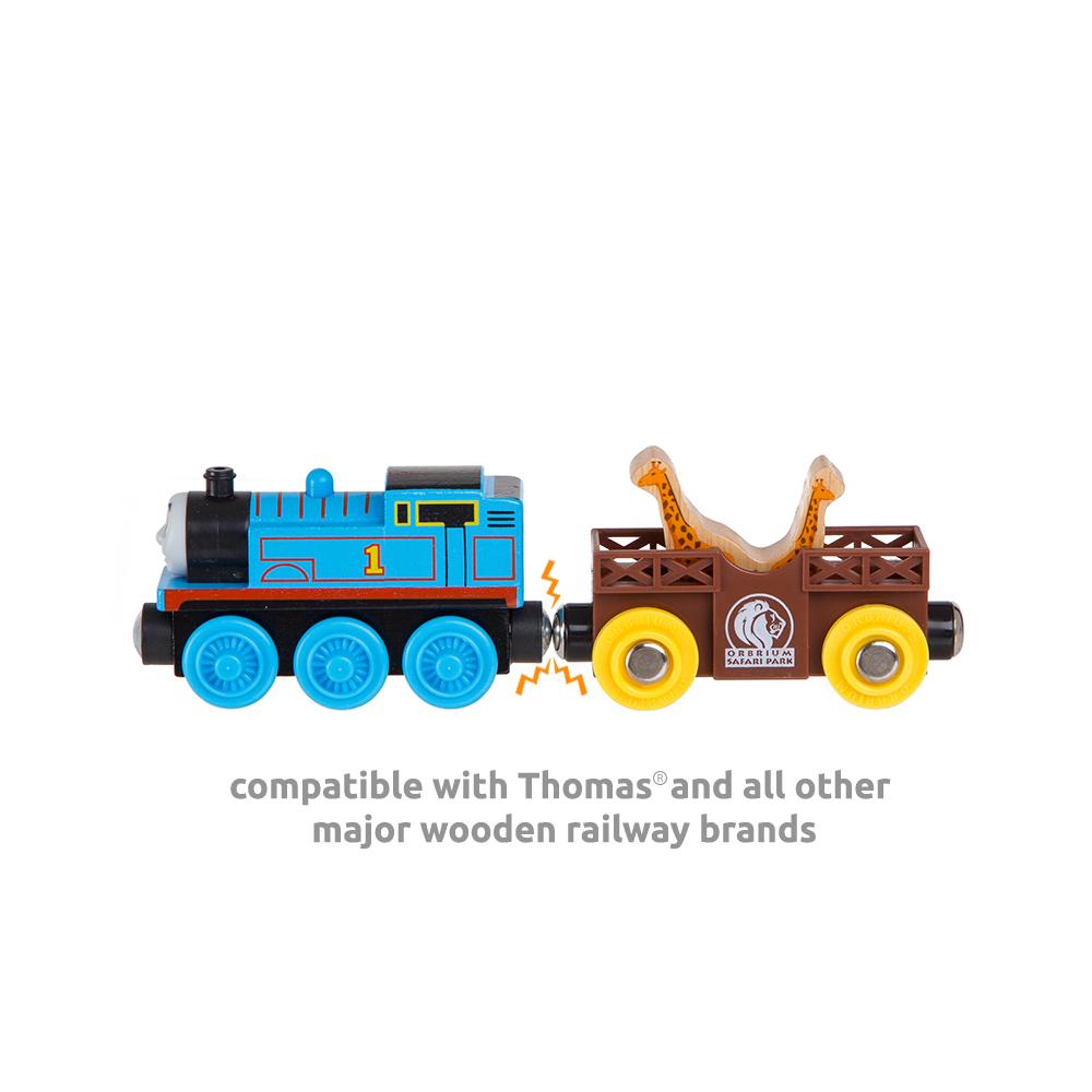 Orbrium Toys 12 (18 Pcs) Wooden Engines & Train Cars Collection with ...