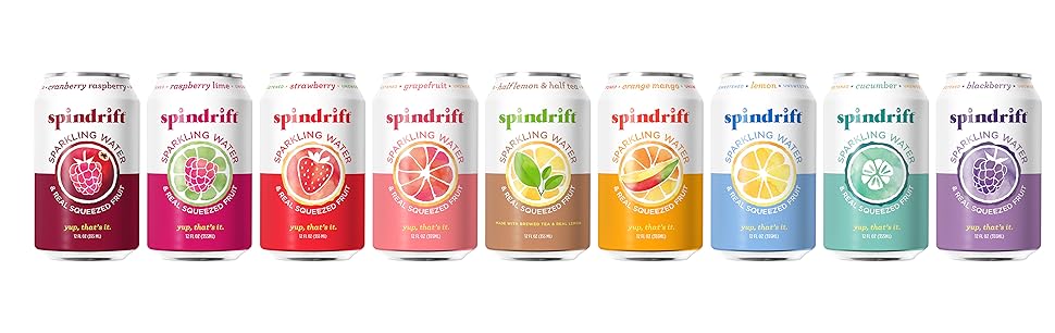 Amazon.com: Spindrift Sparkling Water, Lemon Flavored, Made with Real Squeezed Fruit, 16 Fluid ...