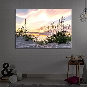Lightbox-Multicolor | LED Bild Leuchtbild | Gras am Strand bei Sonnenuntergang | 100x70 cm ...
