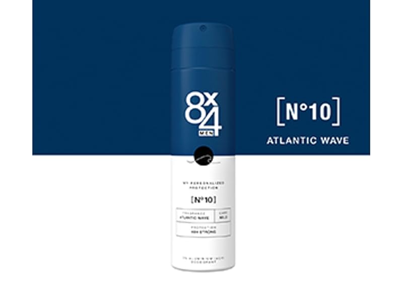 8X4 Men Deo Spray N°10 Atlantic Wave (150 ml), Herren Deodorant mit maritim-holzigen Duft, 48h ...