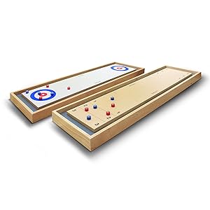 GoSports Shuffleboard and Curling 2 in 1 Table Top Board Game with 8 ...