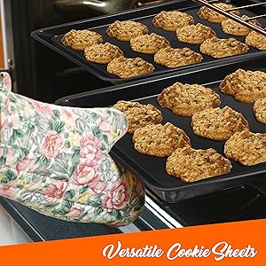 Amazon.com: NutriChef 2-Piece Black Non-Stick Cookie Sheet Baking Tray ...