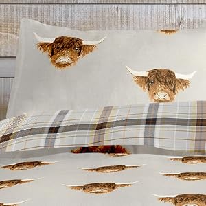 Fusion Highland Cow Reversible Duvet Cover Set, Ochre,1 pack, Single : Amazon.co.uk: Home & Kitchen