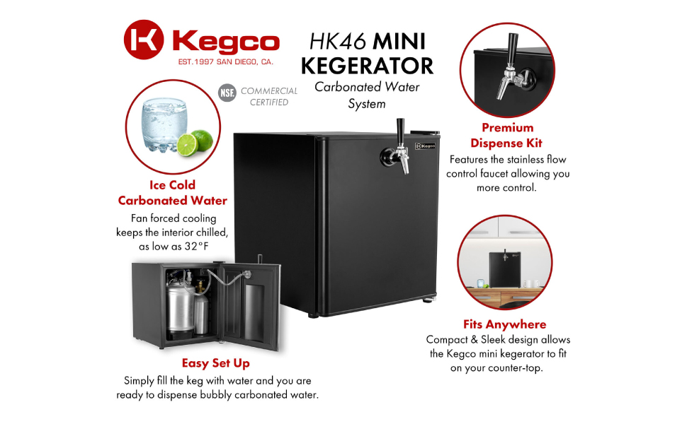 Amazon.com: Kegco 17" Wide Carbonated Water Single Tap Black Mini Kegerator : Appliances