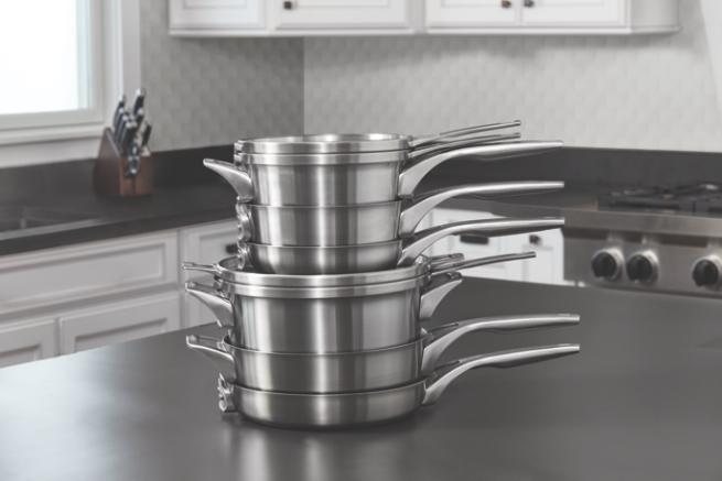Amazon.com: Calphalon Premier Space-Saving Stainless Steel 10-piece ...