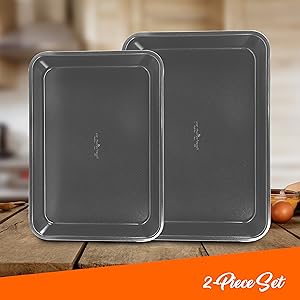 Nutrichef Nonstick Cookie Sheet Baking Pan - 2-Pc. Professional Quality ...