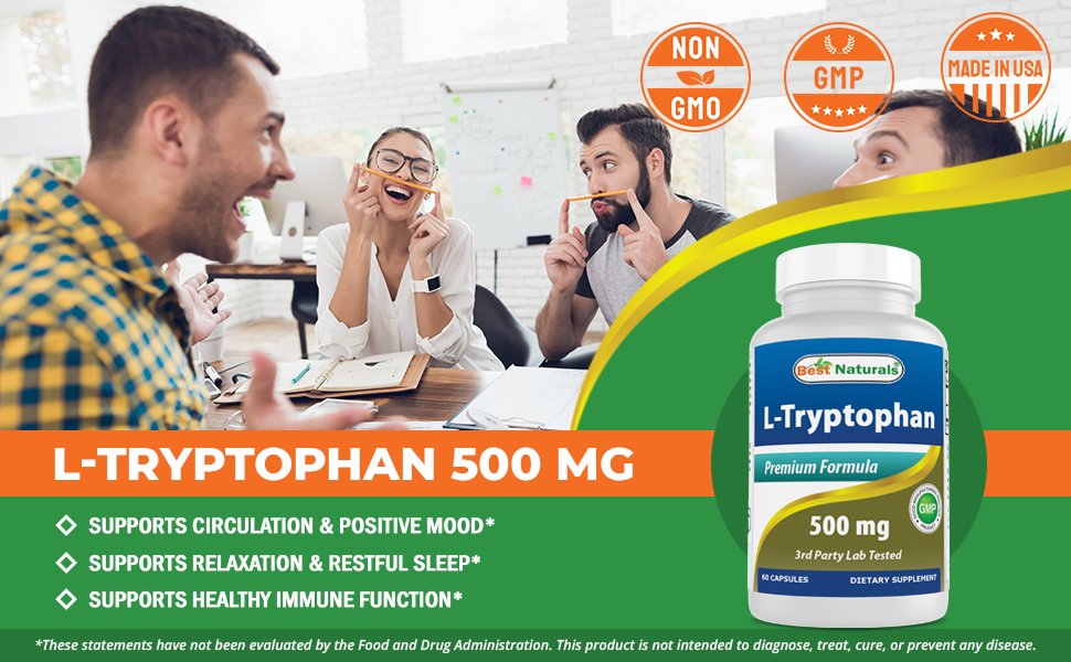 Amazon.com: Best Naturals L-Tryptophan 500 mg 60 Capsules (60 Count (Pack of 1)) : Health ...