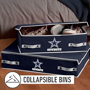 Amazon.com : Franklin Sports NFL Under Bed Storage Bins - Folding ...