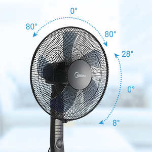 Midea FS40-15FR Standventilator Leise mit Fernbedienung, 3 Geschwindigkeitsstufen,LED Anzeige, 7 ...