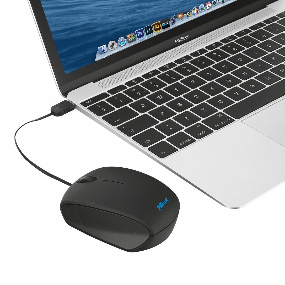 Trust 209689 USB Type C Retractable Mini Mouse, 1000 DPI, Black: Amazon ...