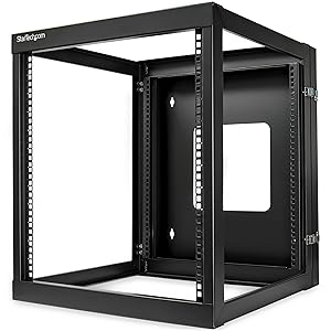 StarTech.com 4-Post 12U Hinged Wall-Mount Network Rack, 19" Open Frame Server Rack with 19.8in ...