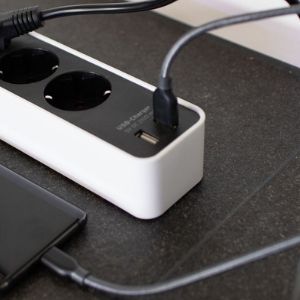 Brennenstuhl Ecolor FB Extension Socket with USB-Charger and Safety Fuse Button 13A SASO 4-Way ...