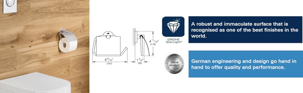 GROHE 40367000 | Essentials Toilet Paper Holder with Cover : Amazon.co.uk: DIY & Tools