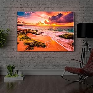 Lightbox-Multicolor | Wandbild mit LED Beleuchtung | Sonnuntergang auf Hawaii | 60x40 cm | Front ...