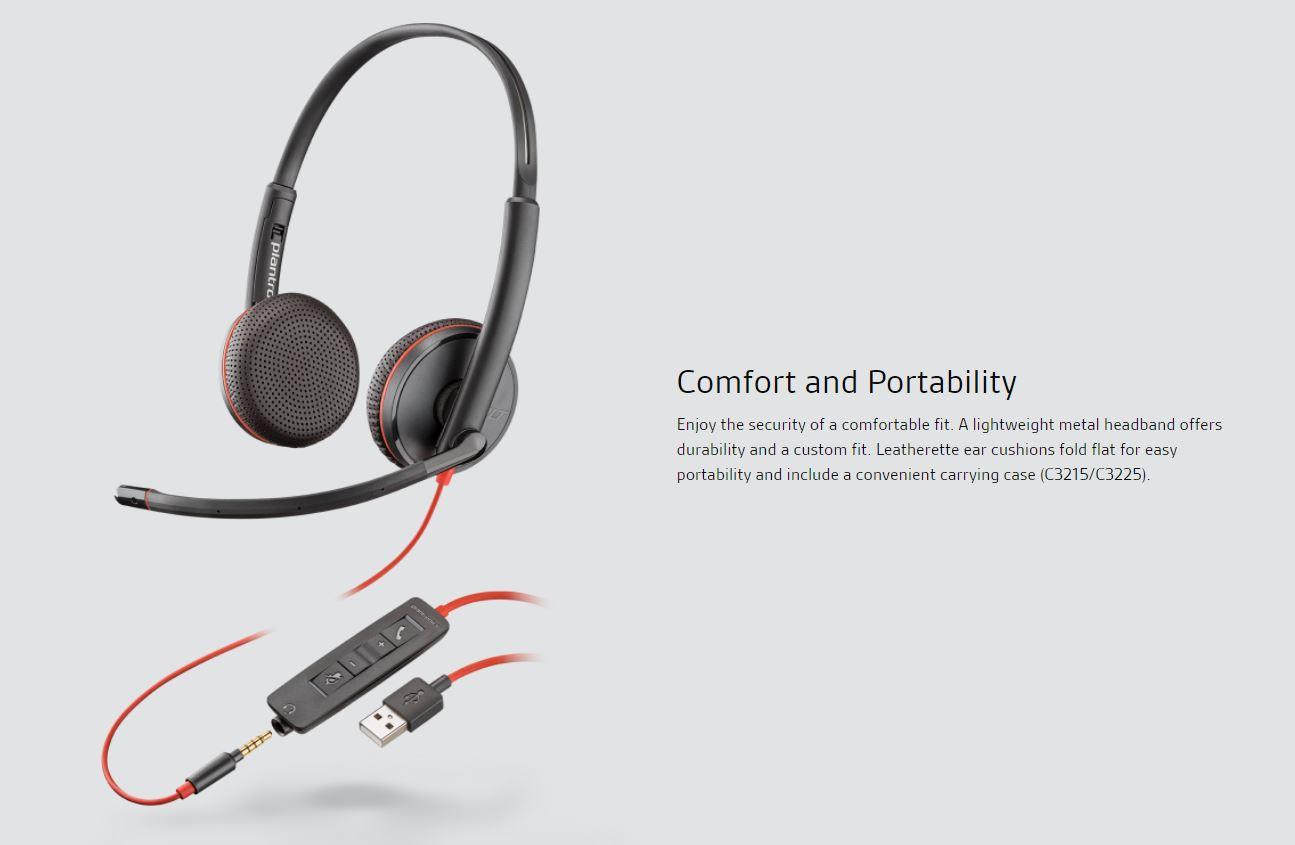 Plantronics Blackwire 3225 USB-A Headset, On-Ear Mono Headset, Wired ...