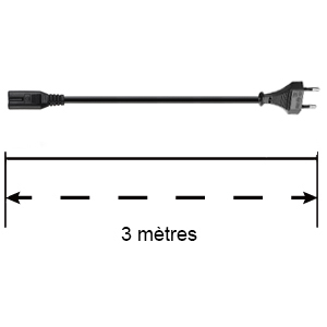 FSKE Câble d'alimentation C7 3 Mètres 2 Broches Euro Fiche vers Figure ...