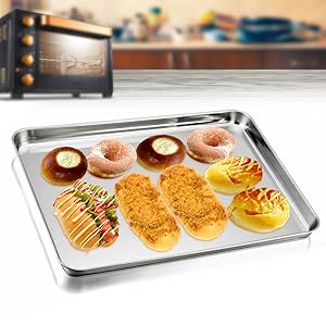 Mini Oven Tray, Stainless Steel Small Baking Tray, 26.4x20.4x2.5cm, Non ...