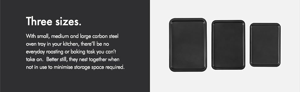 VonShef Baking Tray Set of 3 - Non-Stick Carbon Steel Oven Trays for ...