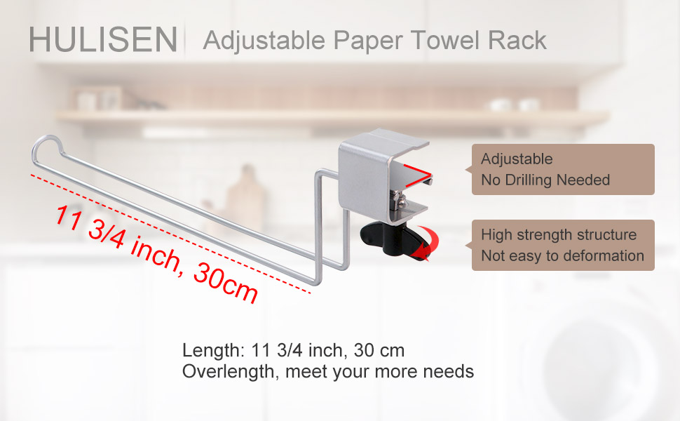 HULISEN Clip On Kitchen Roll Holder Under Cabinet, Stainless Steel Paper Towel Holder ...