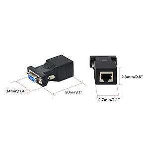 CERRXIAN Lot de 2 adaptateurs de câble Ethernet RJ45 vers DB9 9 broches RS232 vers LAN CAT5 CAT6 ...