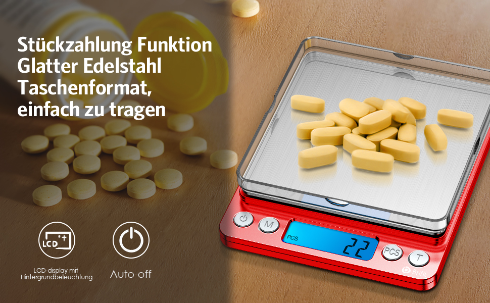 Brifit Taschenwaage 0,01g, Feinwaage 500g/0,01g Digitalwaage, Briefwaage, Grammwaage, mit EIN ...