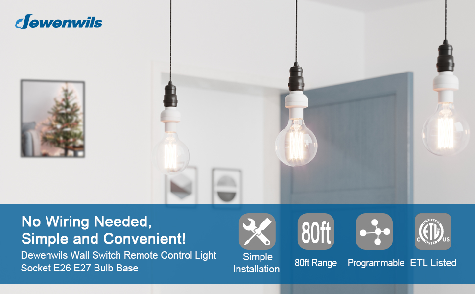 DEWENWILS Remote Control Light Lamp Socket E26 E27 Bulb Base Adapter ...