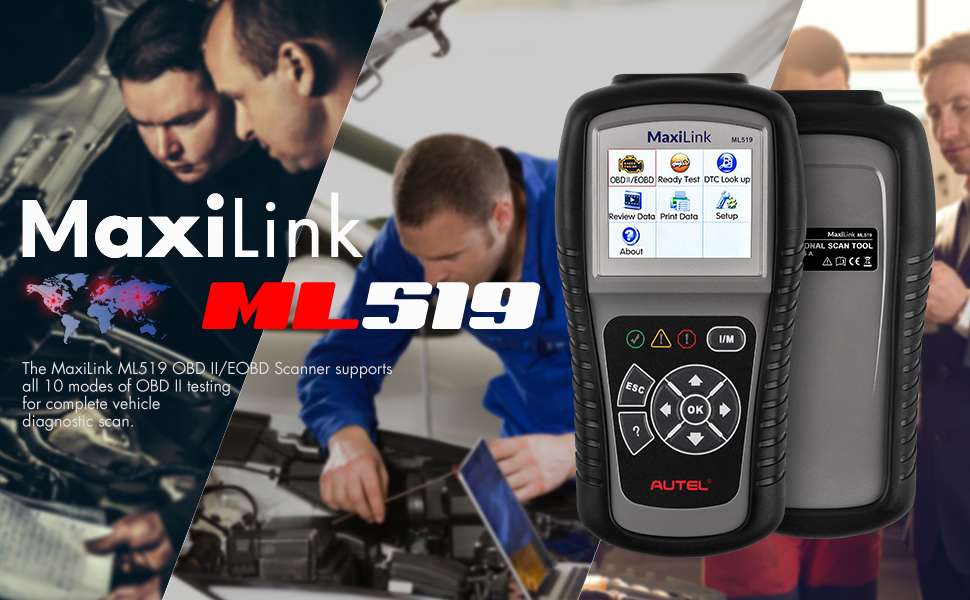 Autel MaxiLink ML519 OBD2 Code Reader, Same as AutoLink AL519, Enhanced Mode 6 Fault Code Reader ...