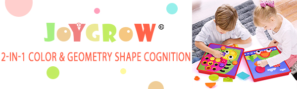 JoyGrow Button Art Toys Color Matching Mosaic Pegboard for Kids,2-in-1 Color Geometry Shape ...