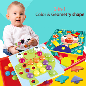 JoyGrow Button Art Toys Color Matching Mosaic Pegboard for Kids,2-in-1 Color Geometry Shape ...