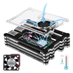 Smraza Raspberry Pi 3 B+ Case with Fan, Heatsinks, 2.5A Power Supply, USB Cable with On/Off ...