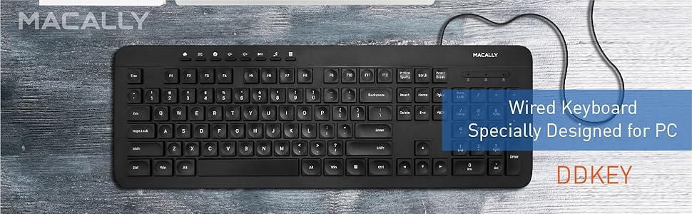 Macally Wired Keyboard, Ergonomic Computer Keyboard Wired - Slim ...