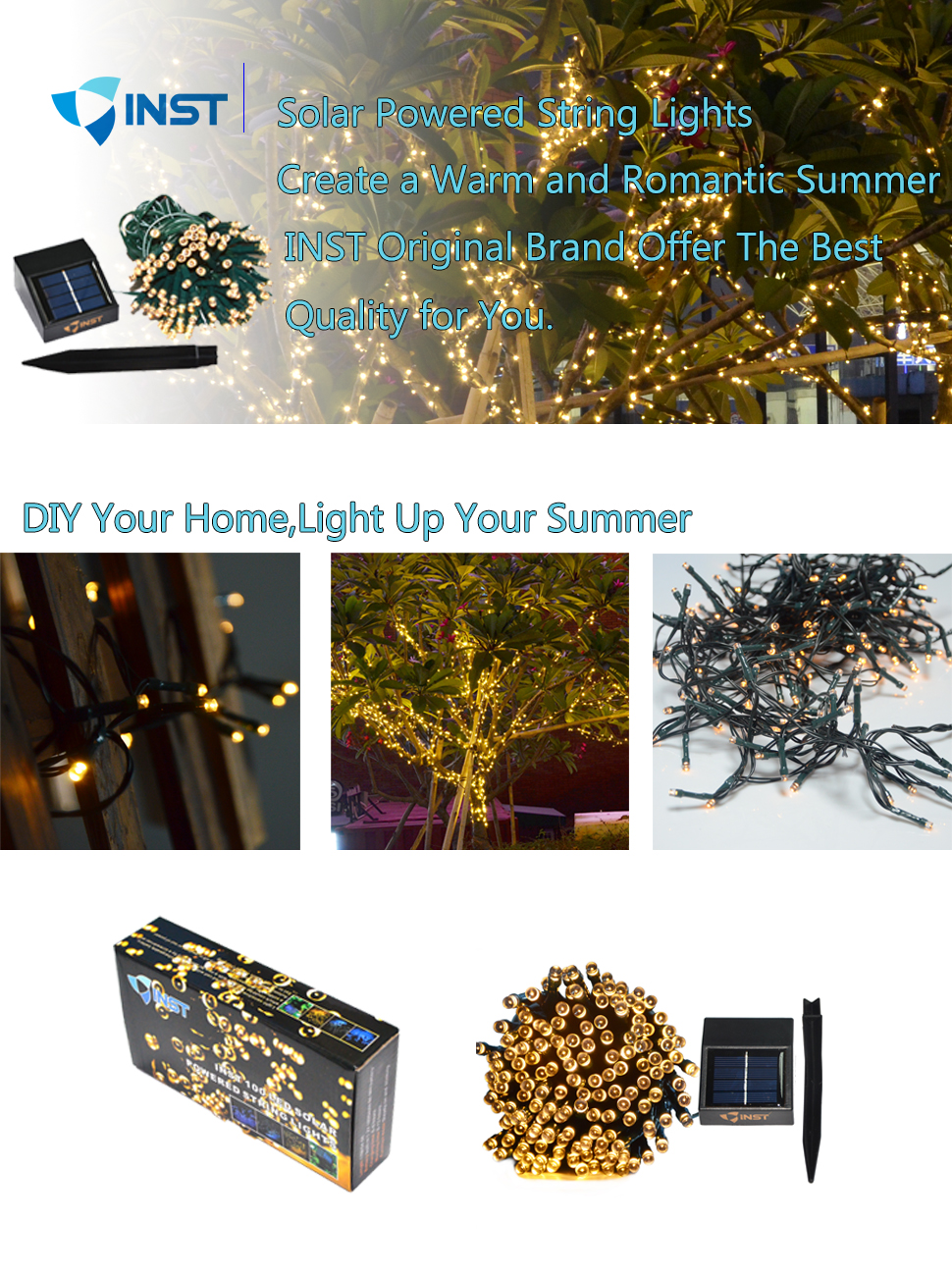 Amazon.com: INST Solar Powered LED String Light, Ambiance Lighting ...