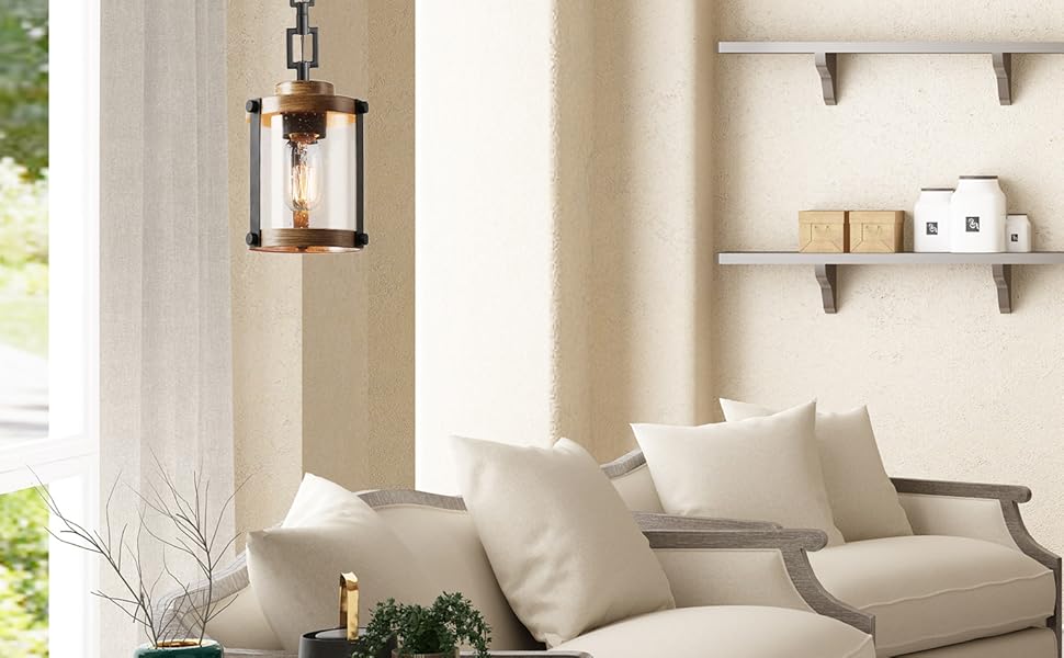 LOG BARN Pendant Lighting for Kitchen Island, Farmhouse Mini Chandelier ...