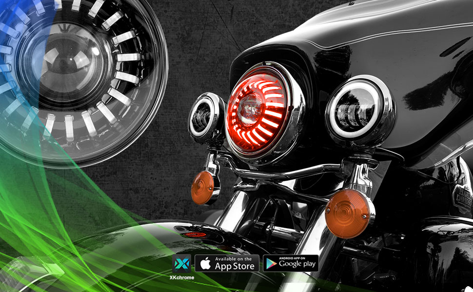 Amazon.com: 7" RGB LED Motorcycle Headlight Kit with XKchrome Smartphone App-Enabled Bluetooth ...
