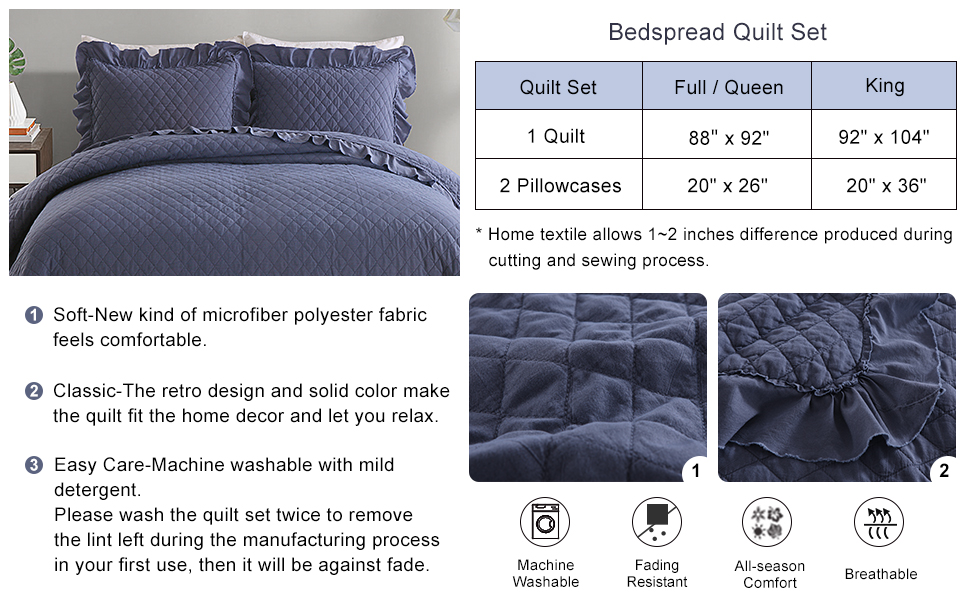 Amazon.com: JML Quilts King Size, Stone Washed Microfiber 320GSM 3 ...