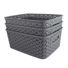 Amazon.com: Azzure Home 3 Pack Plastic Storage Baskets - Stack-able ...