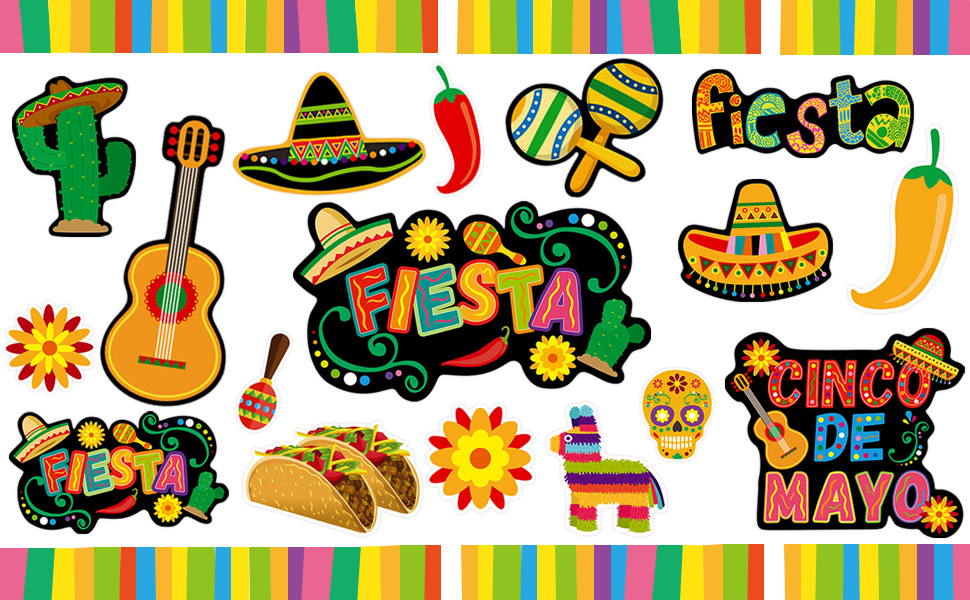 Amazon.com: Let's Fiesta Cutouts Cinco De Mayo Festival Cut-Outs ...