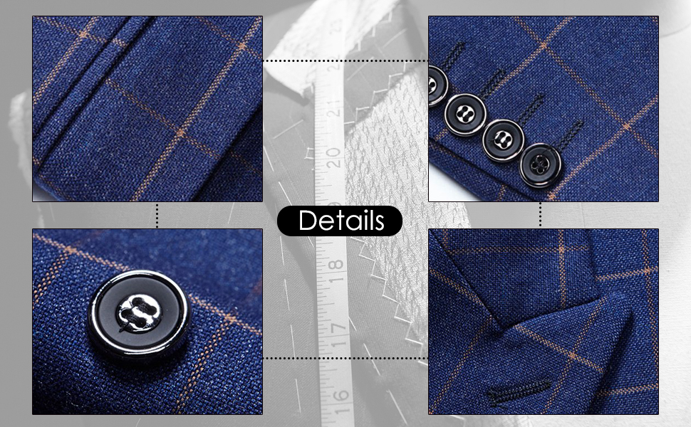 Mens Slim Fit 3 Piece Checked Suits Double Breasted Vintage Fashion ...