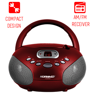 Amazon.com: Koramzi Portable CD Boombox Sound System with Top-Loading CD Player, AM/FM Radio ...