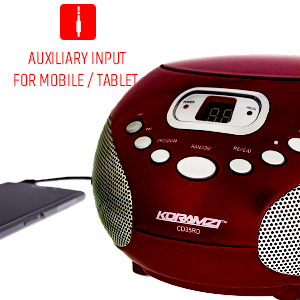 Amazon.com: Koramzi Portable CD Boombox Sound System with Top-Loading CD Player, AM/FM Radio ...