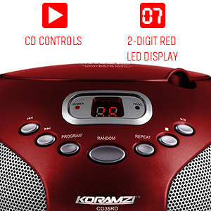 Amazon.com: Koramzi Portable CD Boombox Sound System with Top-Loading CD Player, AM/FM Radio ...