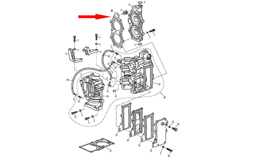 Boat Motor T8-05000100 Cylinder Head Gasket for Parsun 2-Stroke T6 T8 T9.8 Outboard Engine